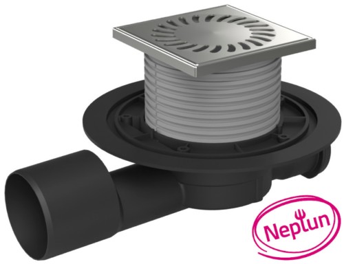 Multi-inlet floor drain, side outlet D50/75, NEPTUNE, stainless steel ...