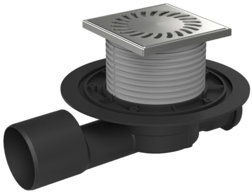 Multi-inlet floor drain, side outlet D50/75, stainless steel frame ...