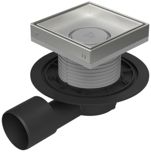 Floor drain with side outlet D50/75, stainless steel frame, grid ...