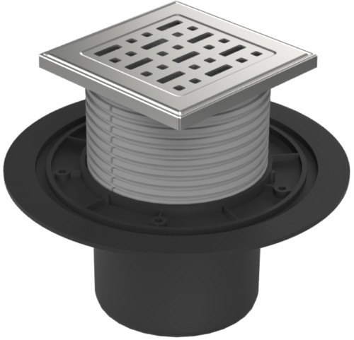 Floor drain with bottom outlet D110, stainless steel frame, grid FACE ...