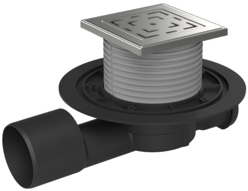 Multi-inlet floor drain, side outlet D50/75, stainless steel grid ...