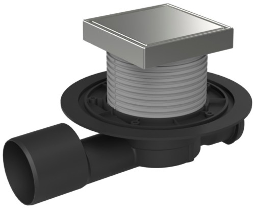 Multi-inlet floor drain, side outlet D50/75, stainless steel frame ...