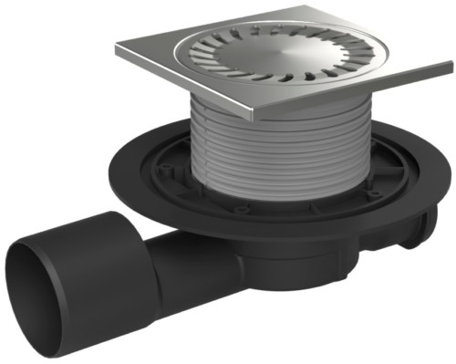 Multi-inlet floor drain, side outlet D50/75, stainless steel frame ...