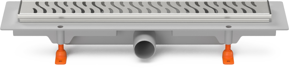 Linear. floor drain with stainless steel frame side outlet, D40, 450 mm ...