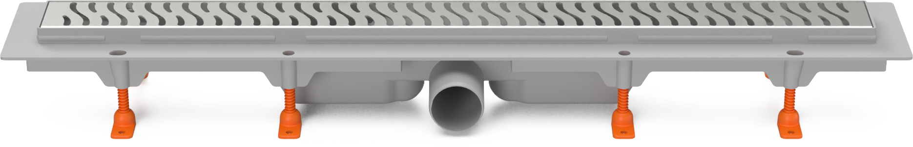 Linear. floor drain, side outlet D50, 750 mm, Harmony grid gloss ...