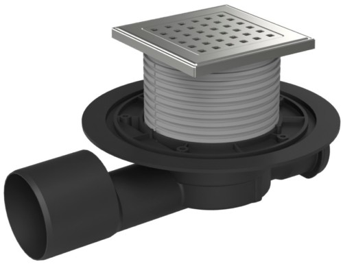 Multi-inlet floor drain, side outlet D50/75, stainless steel frame ...