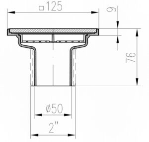 Floor drain with direct outlet D50, stainless steel frame, grid SUN ...