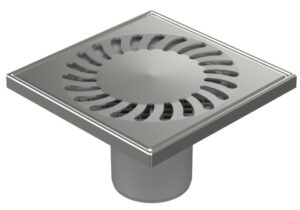 Floor drain with direct outlet D50, stainless steel frame, grid SUN ...